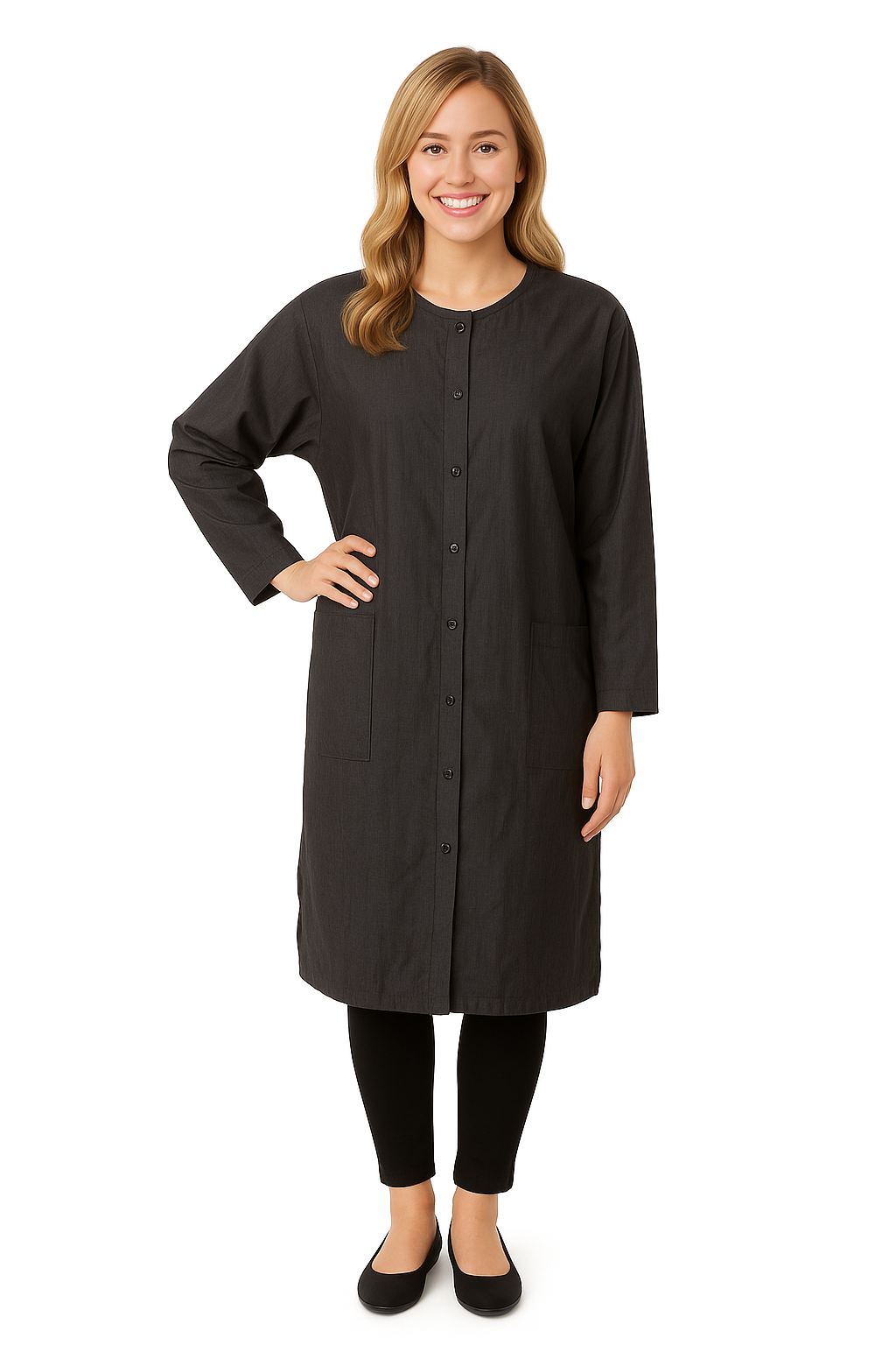 Stylist Smock Silkara Iridescent Fabric in Black | Hair Stylist Smocks ...