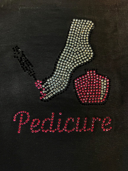 Black Ruffle Apron with Rhinestone Pedicure – Salonwear