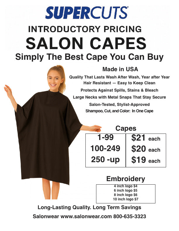 Supercuts Black Salon Cape with no logo, 250-up Capes – Salonwear